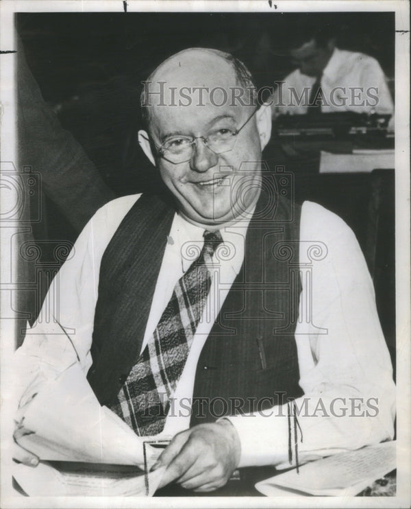 1948 Press Photo Edwin C. Johnson, member of Sun Times Editorial Staff ...