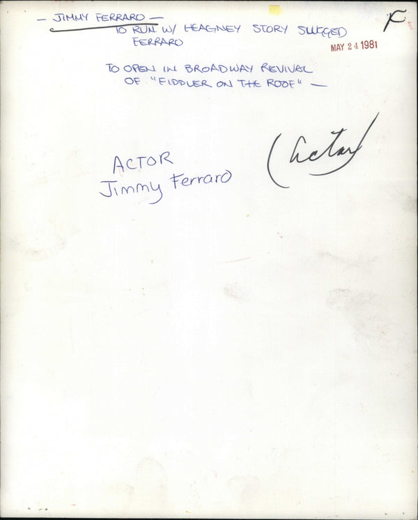 1981 Press Photo Jimmy Ferraro, actor - RSJ10809 - Historic Images