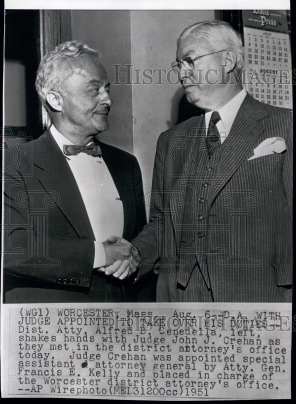 1951 Press Photo Dist. Atty. Alfred Cenedella and Judge John Crehan ...