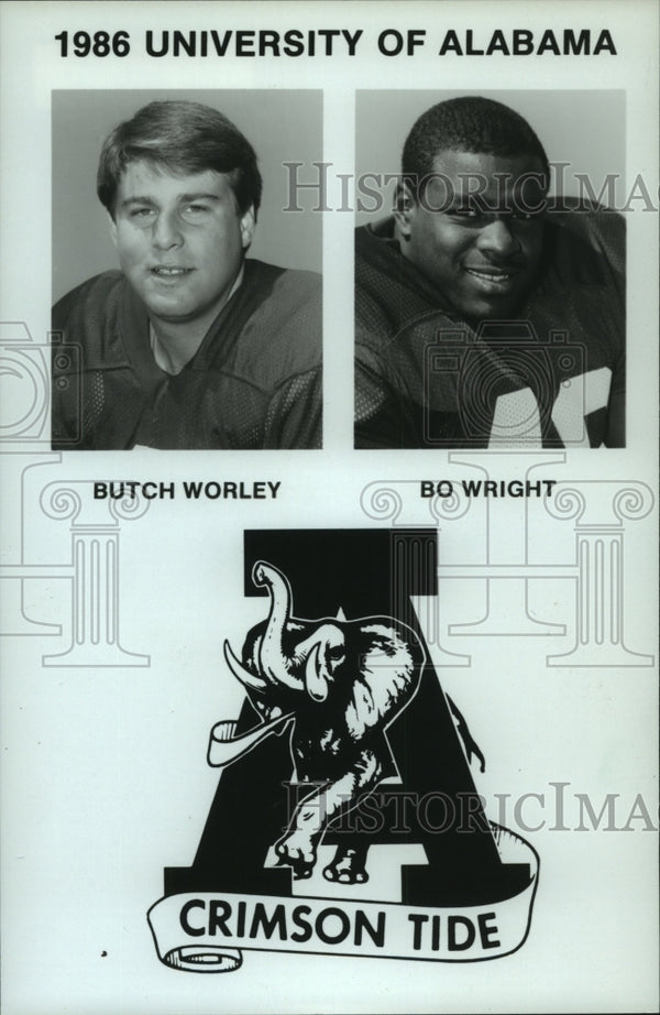 1986 Press Photo University of Alabama Football Players Butch Worley ...
