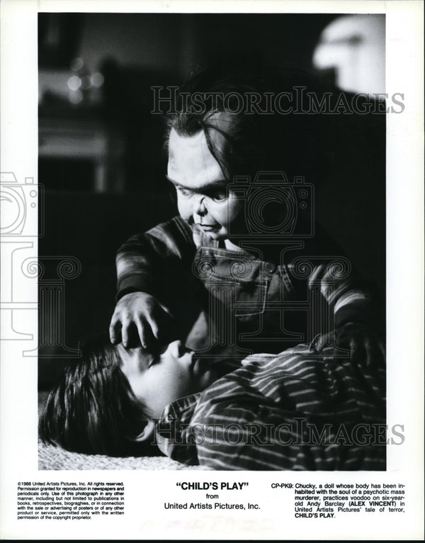1989 Press Photo Alex Vincent as Andy Barclay and Chucky in Child's ...