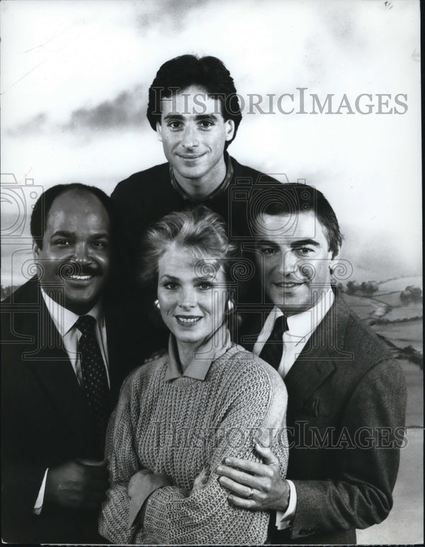1986 Press Photo Mariette Hartley Mark McEwen Bob Sagat and Rolland Sm ...