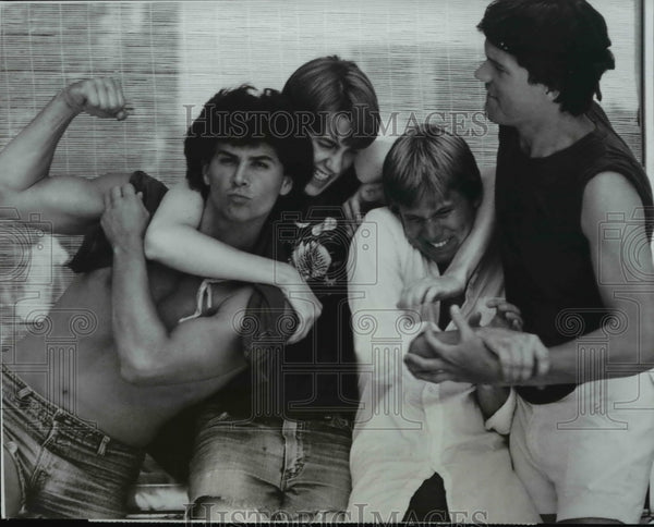 1987 Press Photo Paul Land, Perry Lang & Cast of Spring Break ...