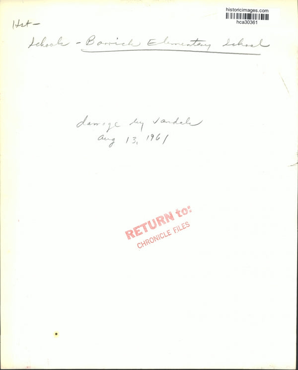 1961 Press Photo Barrick Elementary School damaged by vandals in ...