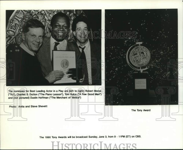 1990 Press Photo Tony award nominees Robert Morse, Charles Dutton & Tom ...
