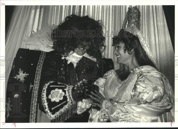 1987 Press Photo Leo Reichle, Nancy Long in Beauty and the Beast play ...
