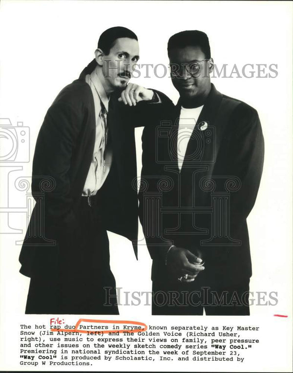 1991 Press Photo Rap Duo Partners in Kryme Members Jim Alpern and Rich ...