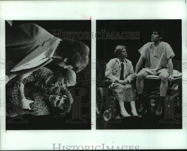 1987 Press Photo Scenes from The Normal Heart play at the Alley Theater ...
