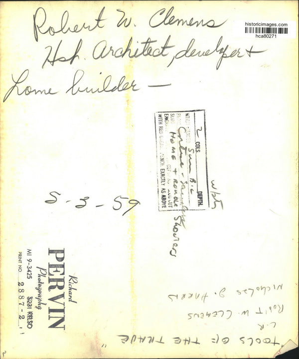 1959 Press Photo Robert W. Clemens, Nicholas J. Harris with Tools of ...