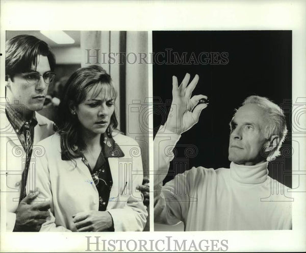 1997 Press Photo Actors Christopher Orr, Kim Cattrall; author Robin ...