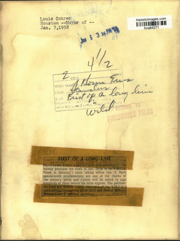 1958 Press Photo Houston Mayor Lewis Cutrer , Gilbert Leach, Robert ...