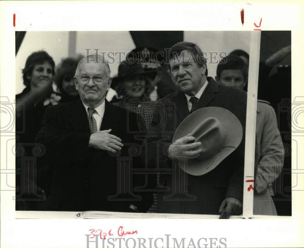 1987 Press Photo Bill Clements and Bill Hobby at their inauguration in ...