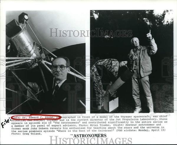 1991 Press Photo Dr. Edward Stone and John Dobson featured in "The ...