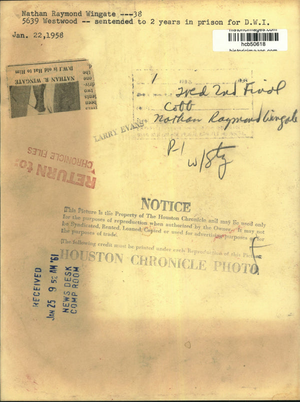 1958 Press Photo Nathan Raymond Wingate, sentenced to 2 years in prison ...