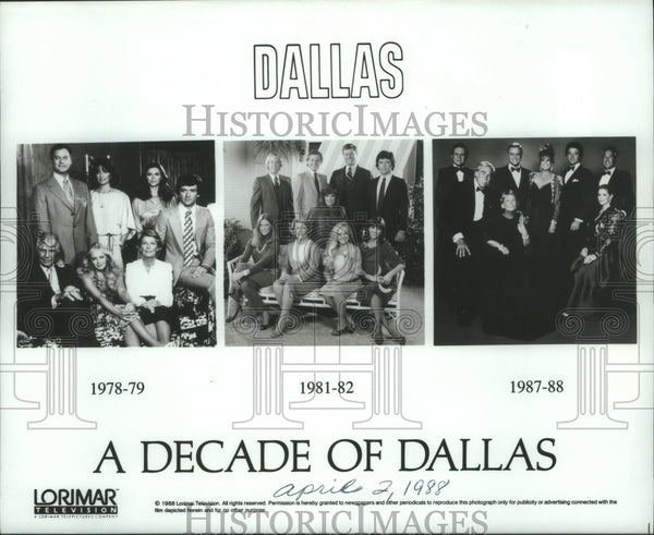 1988 Press Photo A decade of actors on the television show Dallas ...