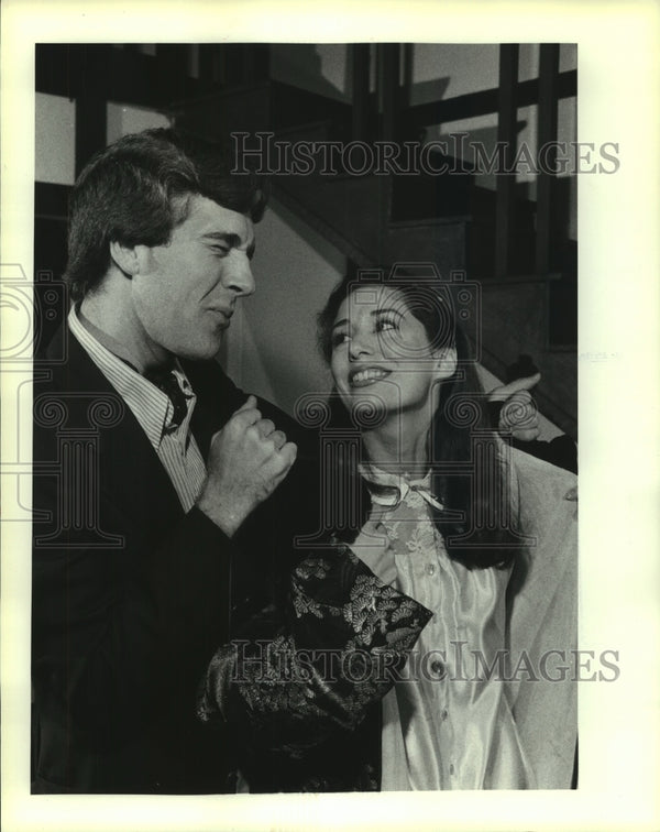1988 Press Photo Mark Albright and Maggie Egan act in Houston play ...
