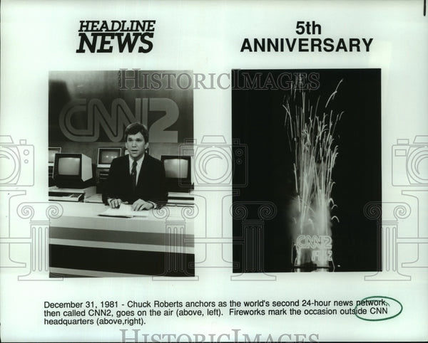 1981 Press Photo Chuck Roberts anchors for CNN Headline News ...