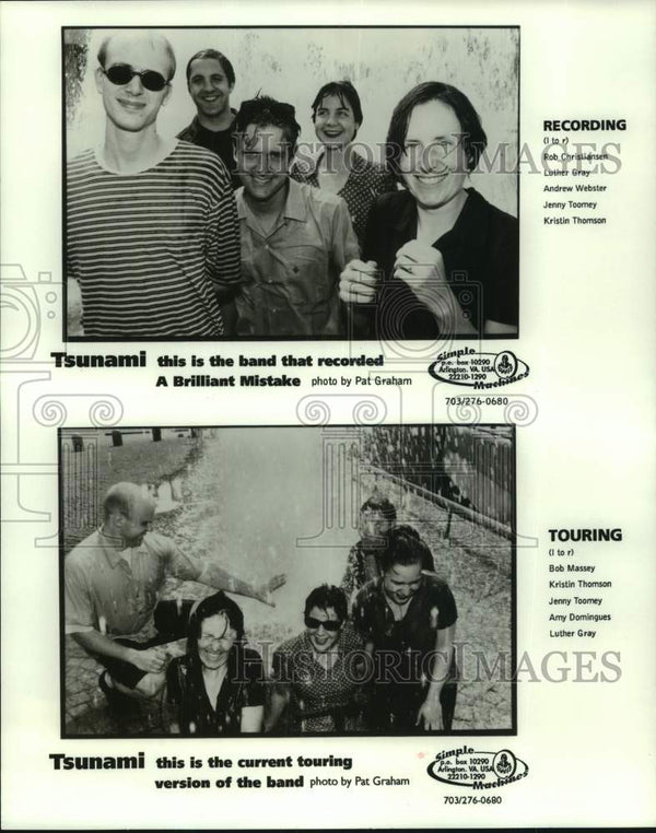 1997 Press Photo Members of the musical group "Tsunami," recording and ...