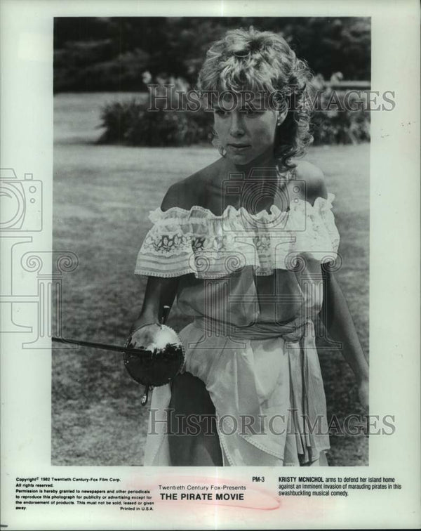 1982 Press Photo Kristy McNichol defends island home in "The Pirate ...