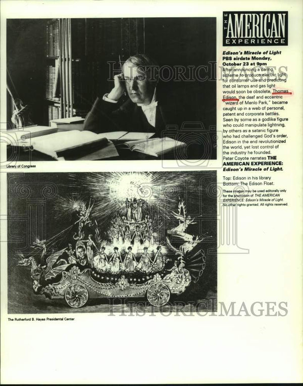 1995 Press Photo American Experience: Thomas Edison's Miracle of Light ...