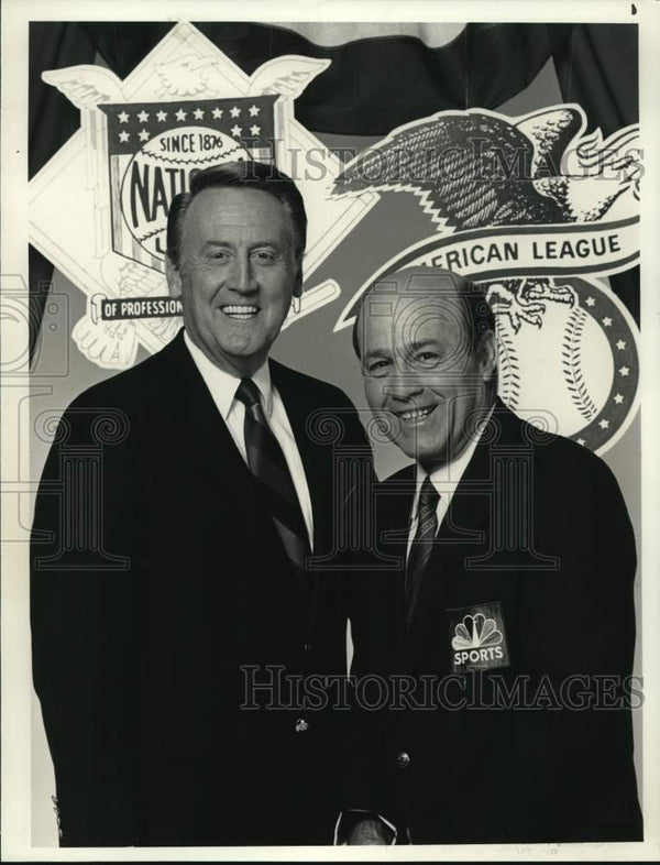 1988 Press Photo Baseball Sportscaster Joe Garagiola and Vin Scully ...
