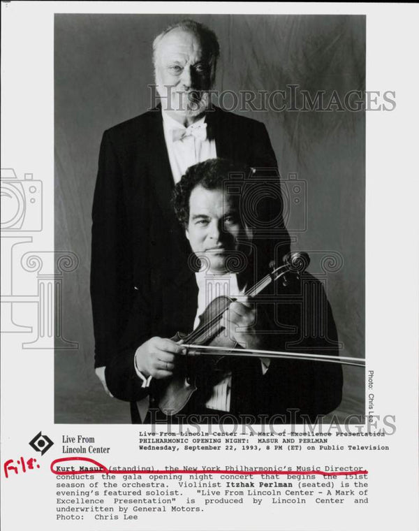 1993 Press Photo Conductor Kurt Masur & Violinist Itzhak Perlman ...