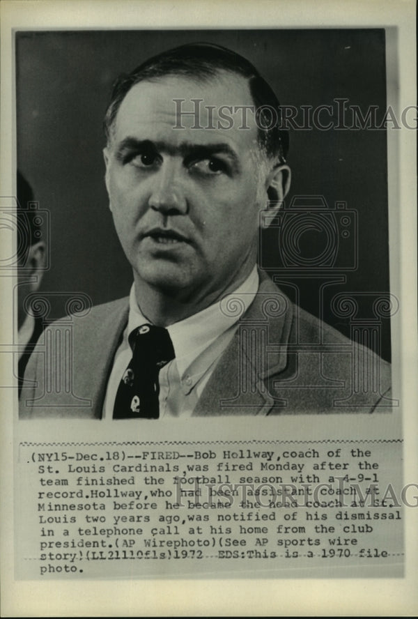 1970 Press Photo St. Louis head football Bob Hollway, fired Monday ...