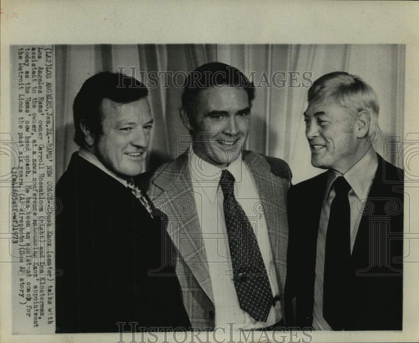 1973 Press Photo Rams' Chuck Knox chats with Carroll Rosenbloom, Don ...