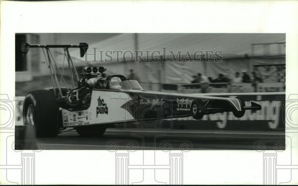 1991 Press Photo Alcohol drag racer Troy Buff of Houston launches from ...