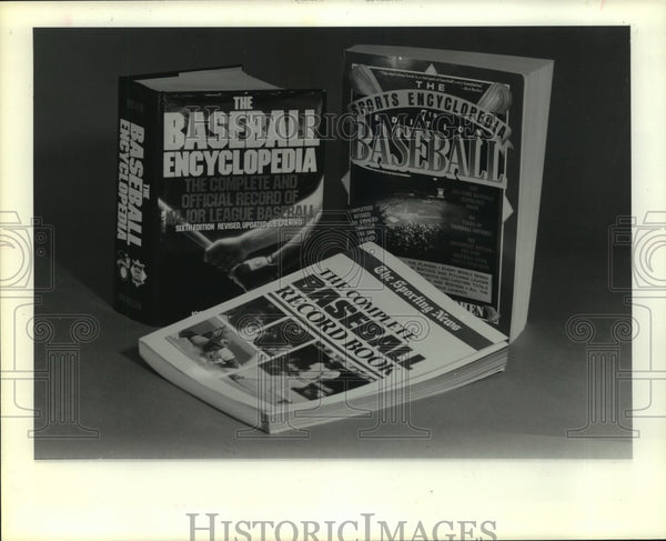 1987 Press Photo Three baseball statistics books available to numbers ...