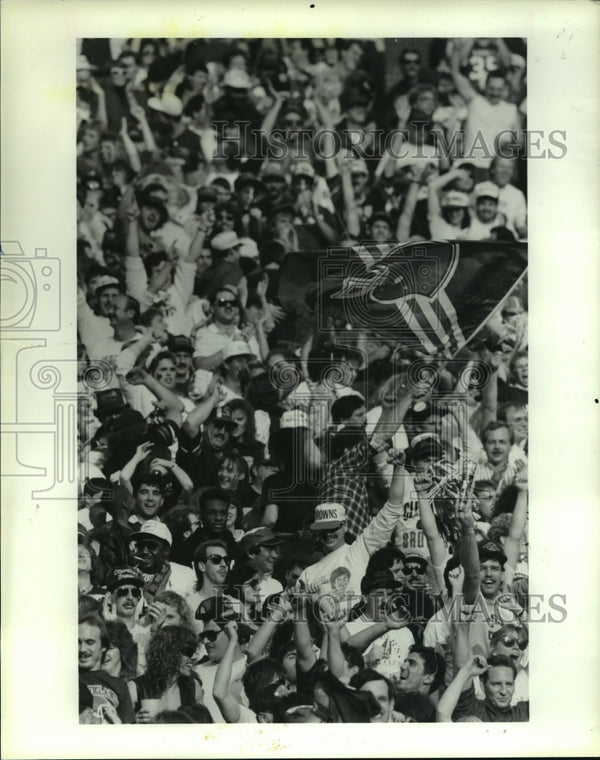 1989 Press Photo Fans cheer at a Houston Oilers - Cleveland Browns game ...