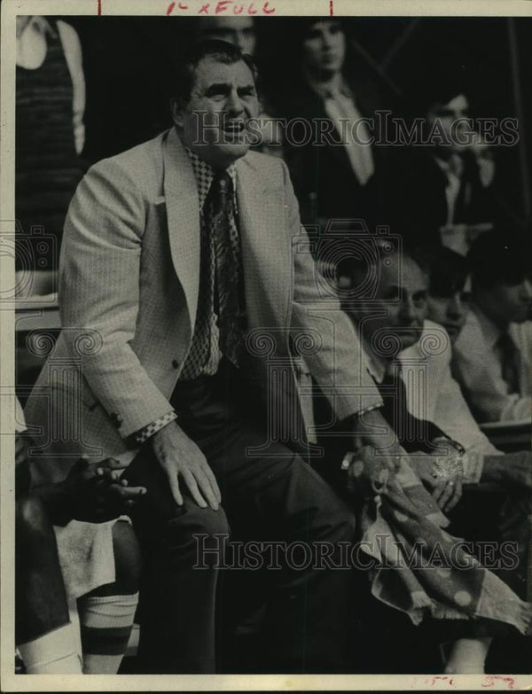 1972 Press Photo Houston Guy Lewis reacts on the sideline during game ...
