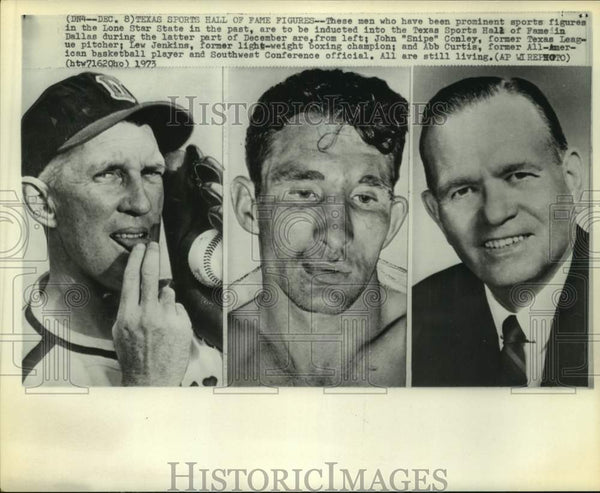 1973 Press Photo John "Snipe" Conley, Lew Jenkins, Abb Curtis to TX ...