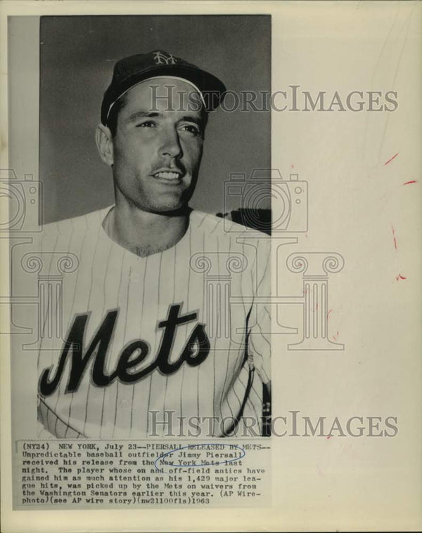 1963 Press Photo Mets release unpredictable baseball outfielder Jimmy ...