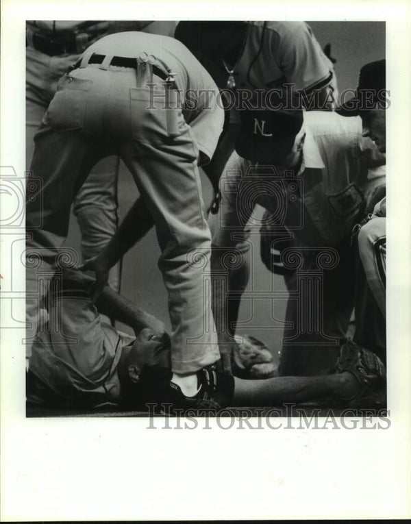 1990 Press Photo San Francisco Giants and Houston Astros play baseball ...