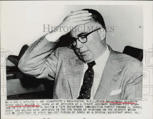 1955 Press Photo Scott McLeod appears at Senate Judiciary hearing in ...