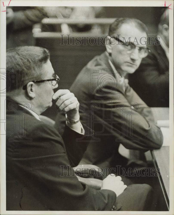 1963 Press Photo Herman Mead and John Snellbacher shown in courtroom ...