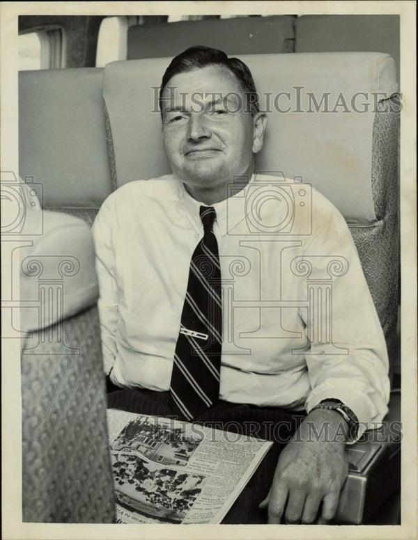 1963 Press Photo David Rockefeller, Chase Manhattan President on jet to ...