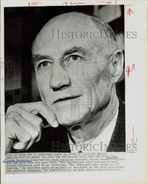 1965 Press Photo Senator Strom Thurmond, Republican from South Carolin ...
