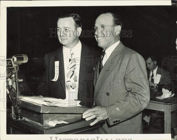 1956 Press Photo George Parr and associate at podium. - hpa85799 ...