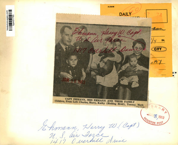 1963 Press Photo U.S. Air Force Captain Harry Ehmann and family ...