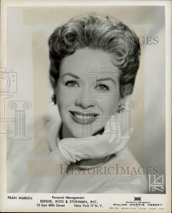 1963 Press Photo Actress Fran Warren - hpp12197 - Historic Images