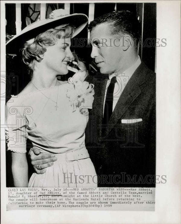 1959 Press Photo Rae Abbott Weds Donald E. Wheeler, Las Vegas ...
