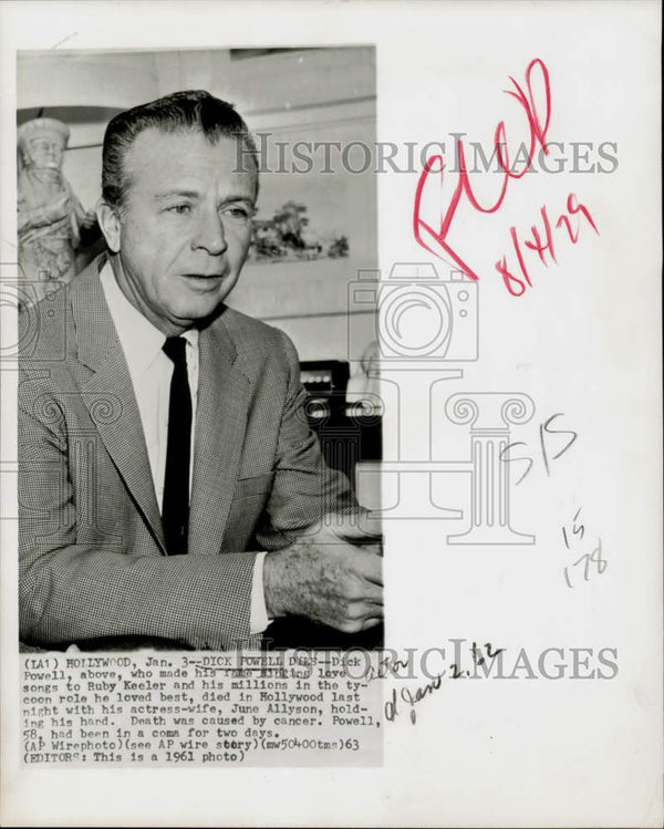 1961 Press Photo Dick Powell, actor and film tycoon. - hpp25966 ...