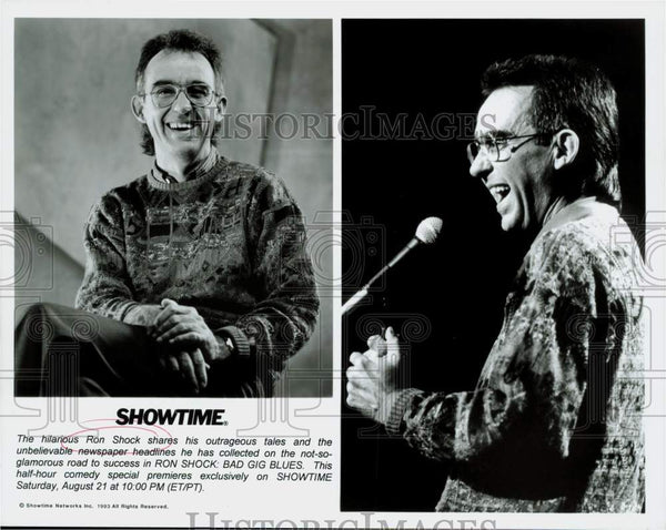 1993 Press Photo Comedian Ron Shock in "Bad Gig Blues" Special ...