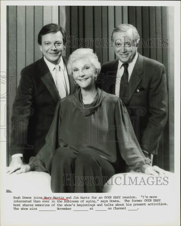 Press Photo Hugh Downs, Mary Martin, Jim Hartz on "Over Easy" TV Show ...
