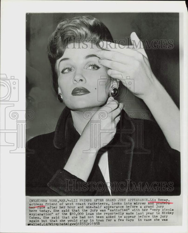1958 Press Photo Actress Liz Renay After Grand Jury Appearance, New Yo ...