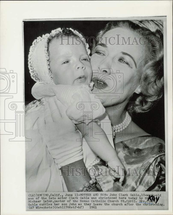1961 Press Photo John Clark Gable, Son of Clark Gable with Mother Mrs ...
