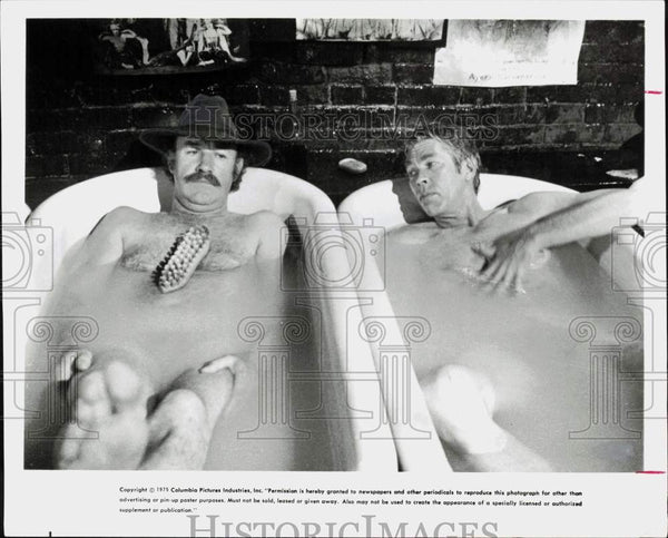 1985 Press Photo Actors Gene Hackman & James Coburn in Bubble Baths in ...