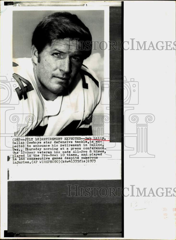 1973 Press Photo Dallas Cowboys football player Bob Lilly. - hps08712 ...
